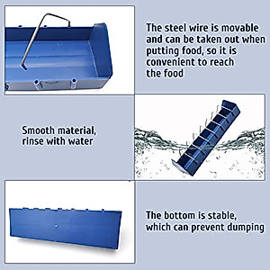 2PCS Pigeon Feeder, Bird Dispenser Slot Container, Poultry Plastic Thick Trough Dish Less Waste with Removable Steel Wire Partition for Pigeons Quails Birds Chicks Ducklings