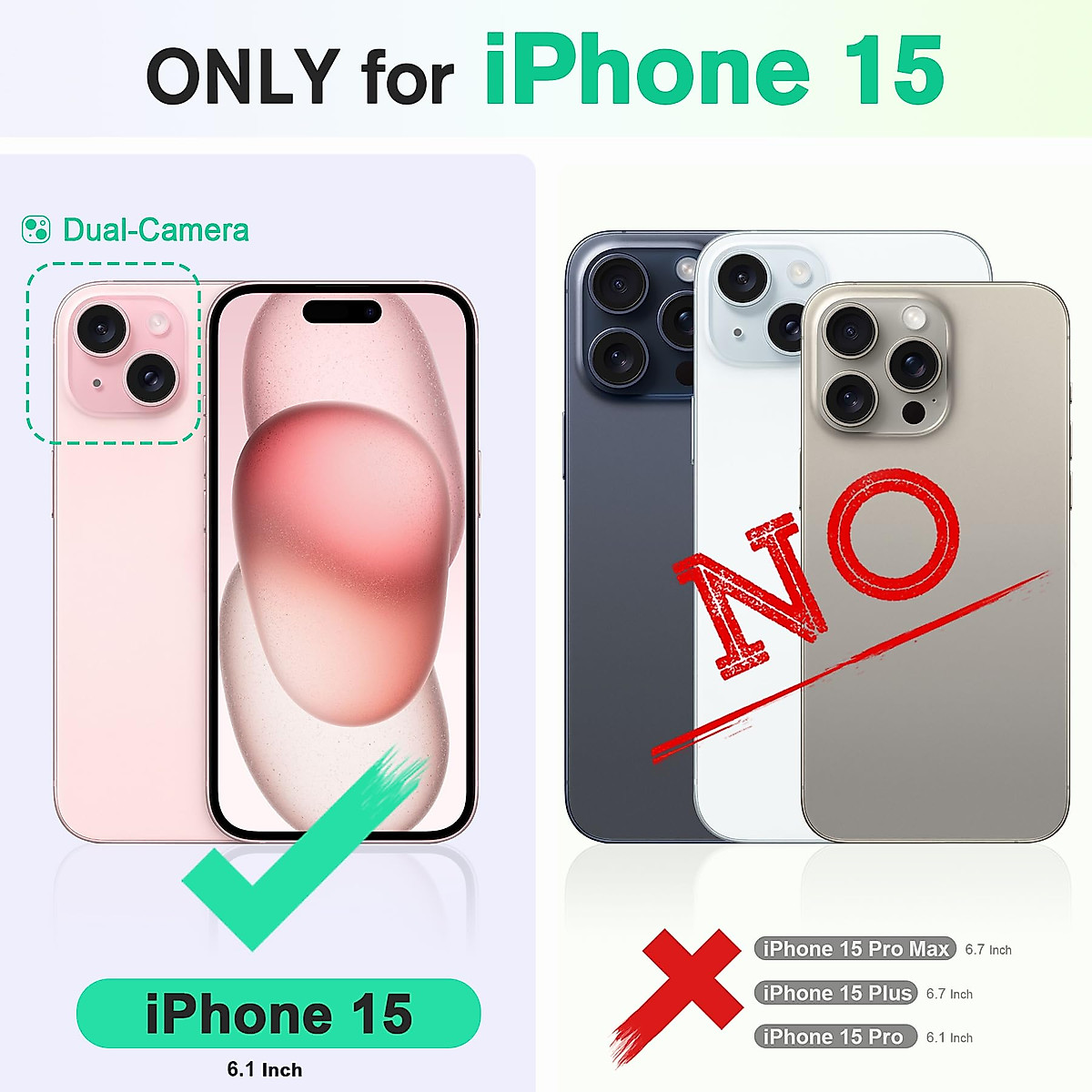 TUCCH Case for iPhone 15 Wallet Case, Kickstand [RFID Blocking] 4 Card Slots Protective TPU Interior Case, PU Leather Magnetic Shockproof Flip Cover Compatible with iPhone 15 6.1" 2023, Textured Black