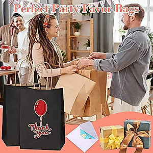 SHOPDAY Black Paper Gift Bags, Kraft Paper Bags with Handles Bulk 8x4.25x10.5 100 Pack Medium Size, Recyclable Black Craft Shopping Bags, Party Bags, Birthday Goody Bags, Retail Bags for Business