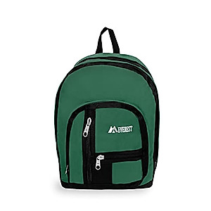 Everest Double Main Compartment Backpack, Dark Green, One Size