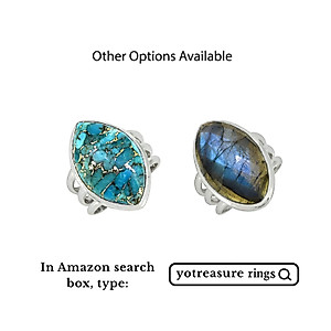 YoTreasure Blue Turquoise Solid 925 Sterling Silver Split Shank Ring Jewelry
