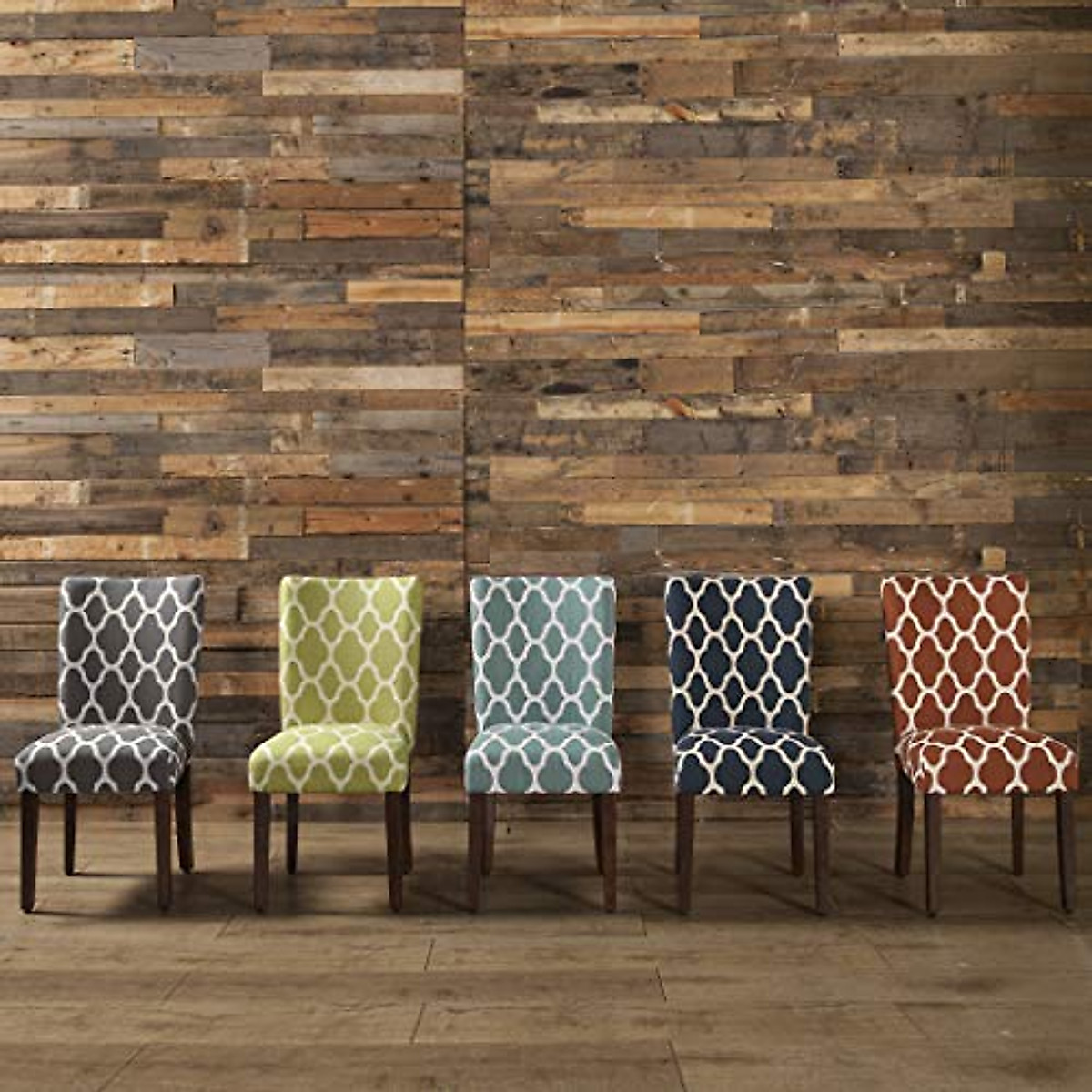 HomePop Parsons Classic Upholstered Accent Dining Chair, Set of 2, Teal and Cream Geometric