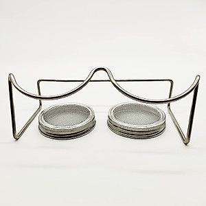 Sprouting Kit.2Pcs Stainless Steel 316 Wide Mouth Mesh Lid,5mm Thickness Durable Canning Jar Holder,Tray for Drip Water,Chalk Stickers and Liquid Pens NO JAR QurHapzy