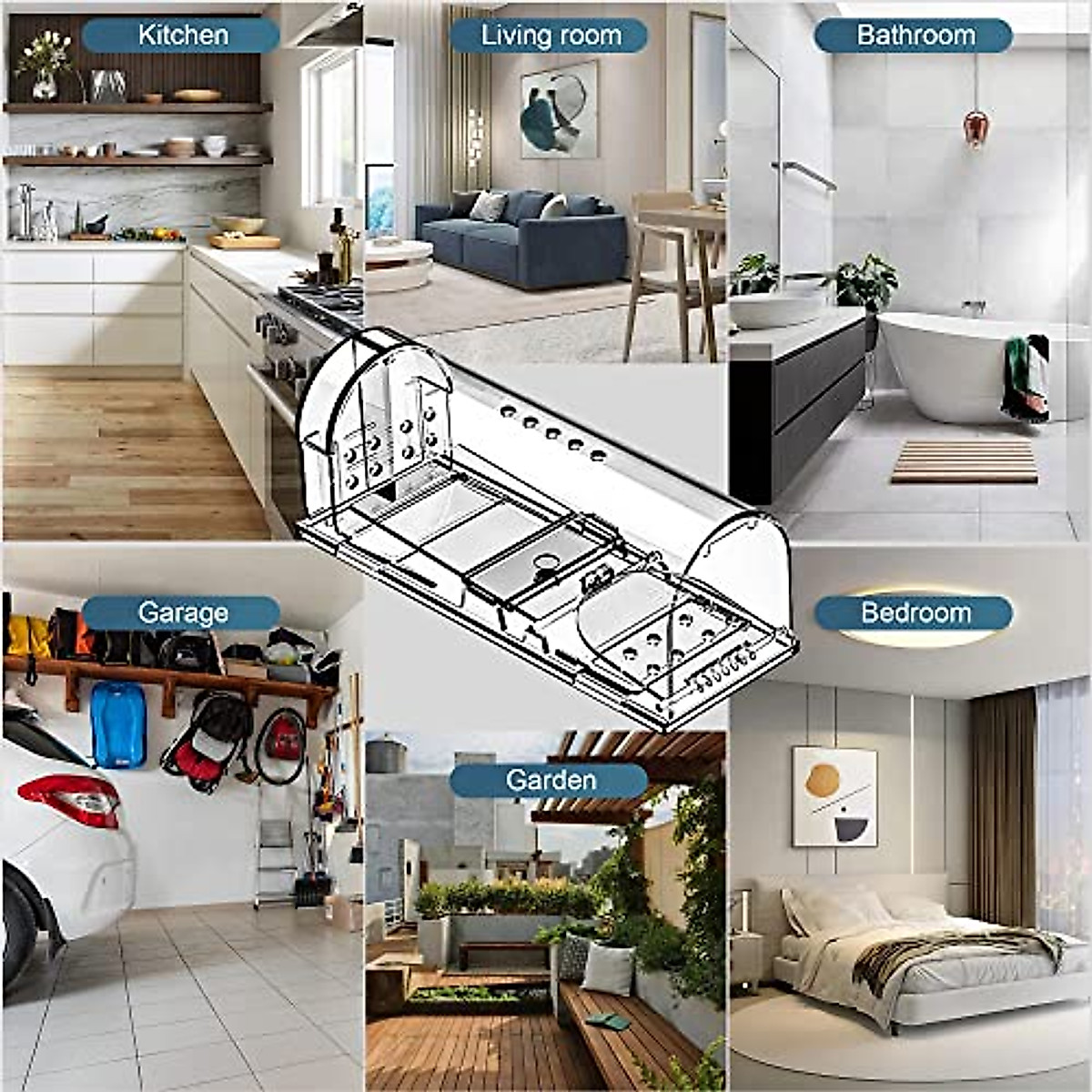 Humane Mouse Traps, Catch & Release, Reusable Rat Traps, Easy to Set and Safe for Family and Pets, No Kill for Small Rodent/Hamsters/Moles, Catcher That Works for Indoor/Outdoor, 3 Pack, Transparent