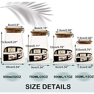 Glass Food Storage Jars Container Canister Set Terrarium With Extra Wide Mouth Wooden Lid for Candy, Cookie, Rice,Spice,Tea kitchen Organization Storage Pantry organizer (4 SIZE ABOVE IN ONE PACK)