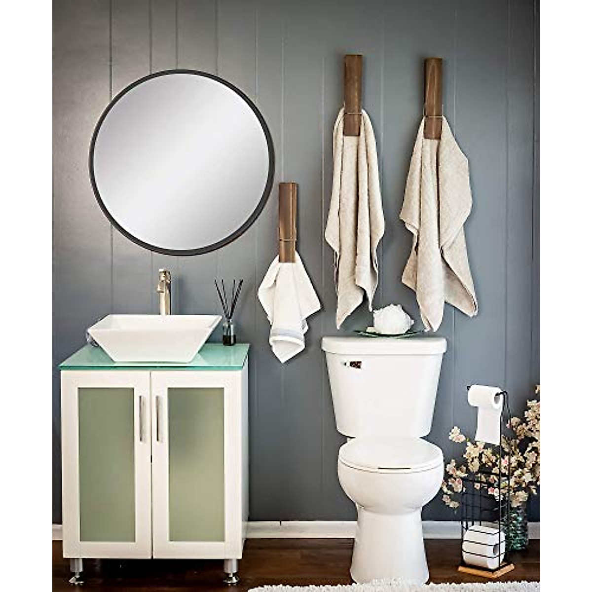 Giant Clothespin Bathroom Towel Holder | Huge 12” Clothes pin | Farmhouse bathroom décor | Laundry room or nursery décor | Towel Rack or Hook | Bathroom Accessories wall décor (Jacobean)