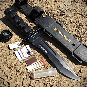 12" Hunting Survival Fixed Blade Knives Knife Camping Fire Starter Kit Hard S