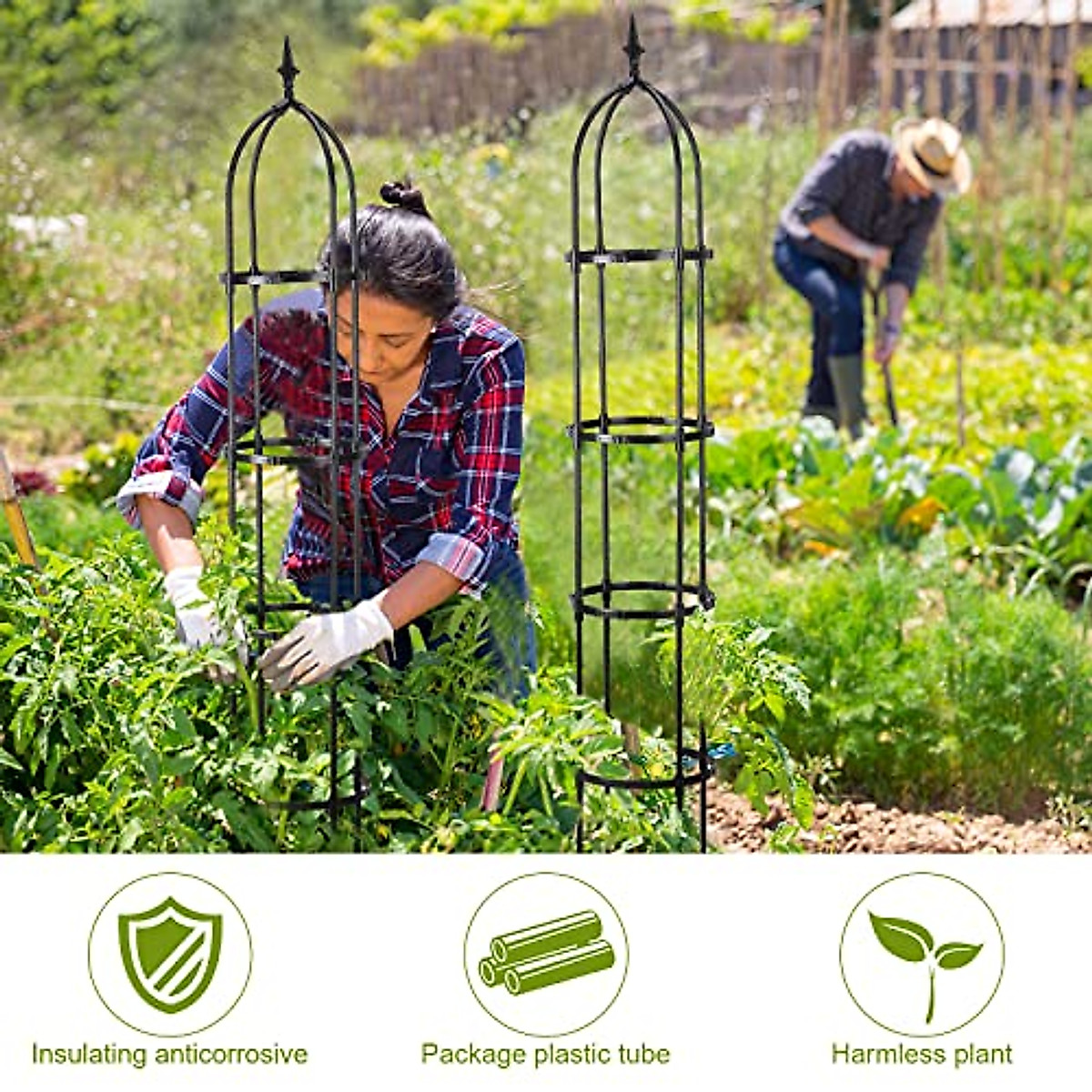 4 Pack 6 ft Garden Obelisk Trellis for Climbing Plants Outdoor Metal Tower Garden Trellis Plant Support Tall Plastic Trellises for Indoor Outdoor Potted Plants Climbing Vines Flowers Stands