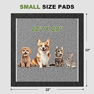 Charcoal Puppy Pads Rugular 22x22 Inches Small Dog Pee Pads Odor-Control & Leak-Proof Disposable Pet Training Black Full Edge-Wrapping Thicken Potty Pad for Dogs, Cats, Rabbits (50 Pieces)