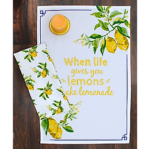 AMOUR INFINI Pot Holders, Oven Mitt and Kitchen Towel Heat Resistant 5-Piece Cotton Kitchen Set Perfect for Cooking, Baking, and Grilling Easter Gift Set (Citrus Splash)