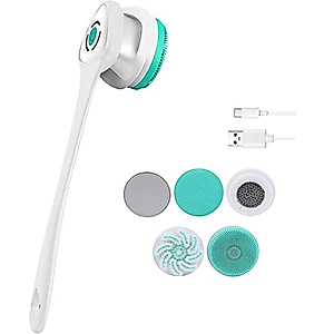 JTSea Electric Body Brush Facial Cleansing Brush Rechargeable Back Washer for Shower Long Handle Exfoliating Rotating Scrubber for Shower Bathing Cleaner Wash Deep Cleaning, Perfect for Women & Men
