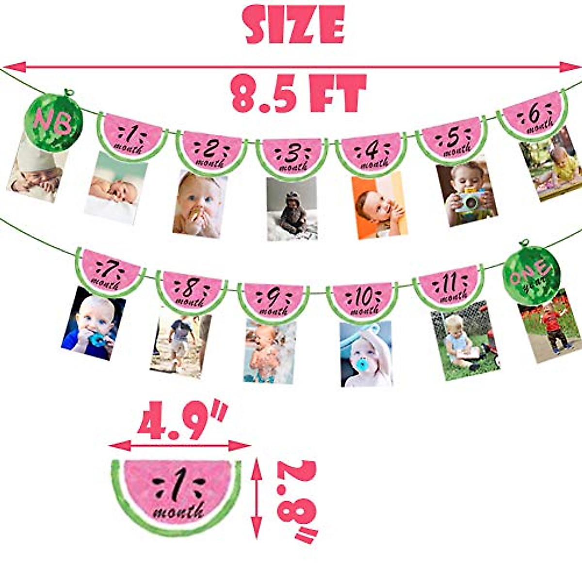 Watermelon First Birthday Party Supplies One in a Melon Balloons Watermelon Photo Banner Pink Glittery Watermelon One Cake Cupcake Topper Summer Fruit Girls 1st Birthday Party Supplies Decorations