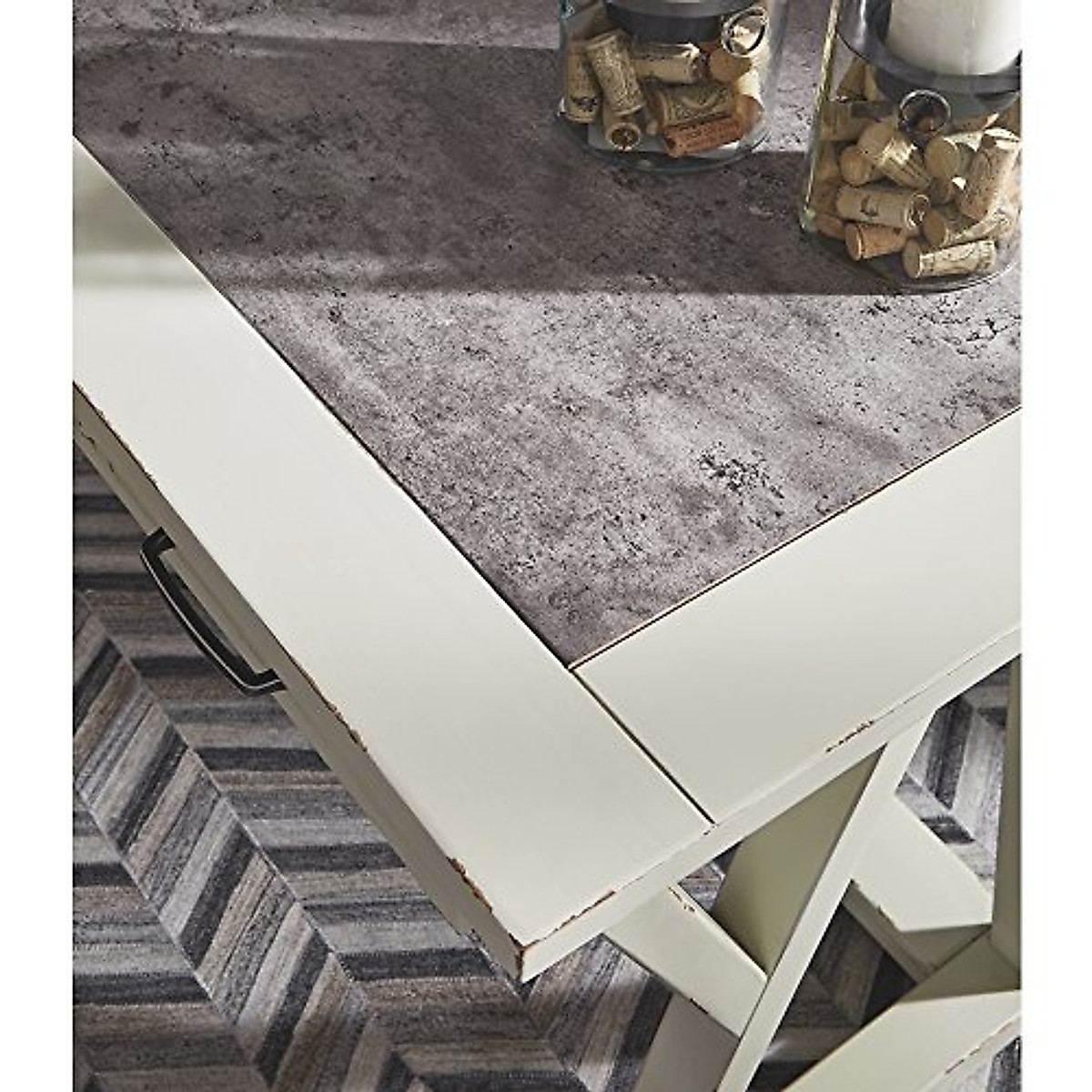 Signature Design by Ashley Jonileene Farmhouse Home Office Desk with Drawers, White & Gray