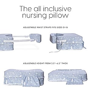 Milliard Premium Nursing Pillow for Breastfeeding, Memory Foam and Machine Washable with Unique Height Adjustable Feature for Best Comfort