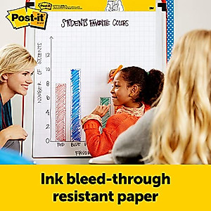 Post-it 563PRL Self Stick Tabletop Easel Ruled Pad, Command Strips, 20 x 23, White, 20 Shts/Pad