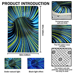 SEBKQ Optical Illusion Area Rug Black Light,Large UV Reactive 3D Vortex Non-Slip Carpet,Suitable for Living Room Bedroom Decorative Rug 70in×47in×0.39in(Green)