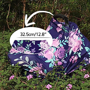 Nursing Pillow Cover & Carseat Cover Set, Purple Floral Breastfeeding Pillow Slipcover & Car Seat Canopies for Baby Boys & Girls, Nursing Pillow Case & Stroller Covers for Newborn, Soft Fabri
