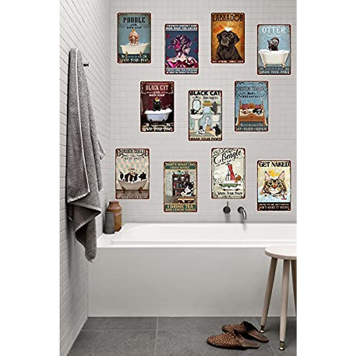 Moose Co. Bath Soap Wash Your Hooves Metal Tin Sign Moose Decor Signs Wall Metal Poster for Office Cafe Bathroom Badroom 8x12 Inch