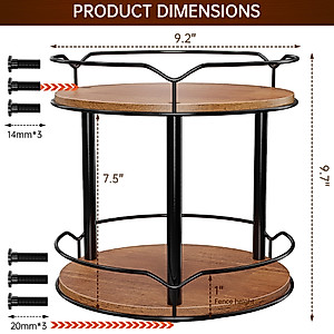 MUTUALUS Lazy Susan Organizer 2 Tier - Turntable Spice Rack for Table Top, Wooden Rotating Lazy Susan for Cabinet Pantry Kitchen Countertop Dining Table Cupboard Bathroom Vanity Storage