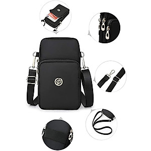 Nylon Small Crossbody Bag Cell Phone Purse Wallet Travel Wristlet Armband for iPhone 13 12 11 Pro Max Galaxy S22 Ultra A72 A52 A42 A02 A21 A12 A11 A20S, Moto G30 G10 BLU G91 G90 Pro LG Velvet (Black)