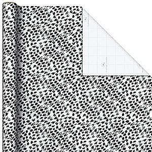 Hallmark Recycled Wrapping Paper with Cutlines on Reverse (3 Rolls: 60 Sq. Ft. Ttl) Modern Flowers, Teal Leaves, Black and White Abstract for Birthdays, Bridal Showers, Easter, Mother's Day