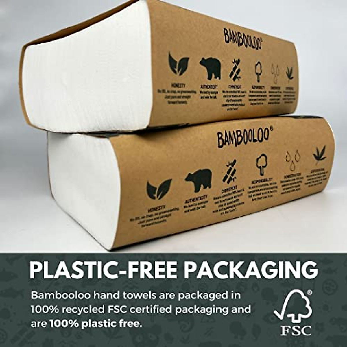 Bambooloo 100% Bamboo Paper Towels, Dispenser Ready N-Folding Disposable Hand Towels for Bathroom, Planet-Friendly Plastic-Free Commercial Paper Towels Bulk, 4000 Napkins, 20 Wraps, 200 Sheets Each