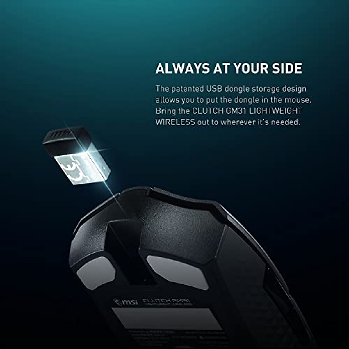 MSI Clutch GM31 Lightweight Wireless Ergonomic Gaming Mouse & Charging Dock, 12K DPI Optical Sensor, 60M Omron Switches, Fast-Charging 110Hr Battery, RGB Mystic Light, 5 Programmable Buttons, PC/Mac