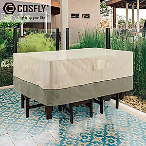 COSFLY Patio Furniture Covers Waterproof for Table and Chairs, Outdoor Table Cover Rectangular - Fits up to 90 x 64 x 28 inches (L x W x H)
