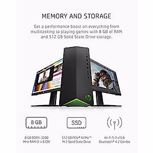 HP Pavilion Gaming Desktop, AMD Radeon RX 5500, AMD Ryzen 3 5300G Processor, 8 GB RAM, 512 GB SSD, Windows 11 Home, 9 USB Ports, Keyboard and Mouse Combo, Pre-Built PC Tower (TG01-2022, 2022)