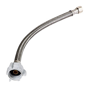 Highcraft CNCT27416-OM1 Hose Connects to Water, Braided Stainless Steel Supply Line, 3/8 Compression x 7/8 Female Balcock Nut Toilet Connector 16 Inch