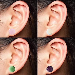 Yungger 10 Pairs Natural Stone Plugs Double Flared Saddle Ear Expander Stretcher Piercing 1/2"