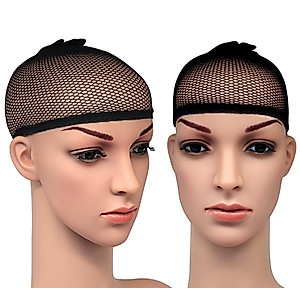 Blisstime Pack of 12 Wig Cap Open End Mesh Net Liner Weaving Cap (black)