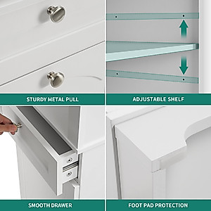 YITAHOME 53" Tall Tilt Out Laundry Hamper Cabinet Hidden Laundry Hamper with Storage Laundry Basket Cabinet with Drawer Bathroom Storage Cabinet Shelf with a Clothes Basket, White