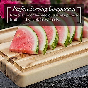 Large Acacia Wood Cutting Board by Door 56 Co 18 x 12 x 1.5 Thick Reversible Chopping Block with Juice Groove