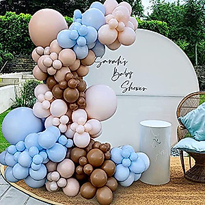 167 PCS Brown Coffee Blue Balloons Arch Garland Kit for Bear Baby Shower Birthday Wedding Party Decorations