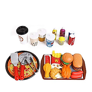 Kids Food cart Toy Sets,Kids Role Play Large Dining car Toys and 98pcs Food, Kitchen, Tableware Accessories., Educational Toys for 3+ Years Boys/Gir