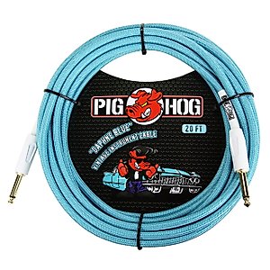 Pig Hog PCH20DB 1/4" to 1/4" Daphne Blue Guitar Instrument Cable, 20 Feet