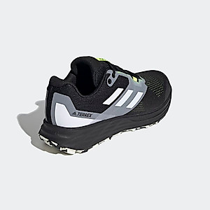 adidas Men's Terrex Two Flow Trail Running Shoe, Core Black/Crystal White/Solar Yellow, 8.5