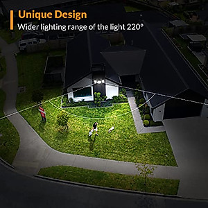 LEPOWER 42W Flood Lights Outdoor - 4200LM High Brightness LED Security Lights Outdoor with 3 Heads, Switch Controlled Exterior Flood Light & 220° Wide Angle, IP65 Waterproof for Garage, Yard, Porch