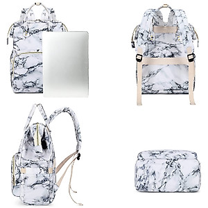 CAMTOP Travel Laptop Backpack with USB Charging Women Girls 15.6 Inch Lightweight College School bookbag (Marble)