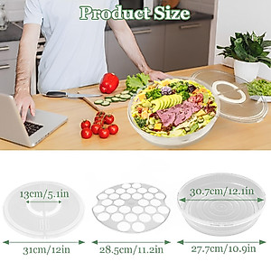LANIAKEA 3PCS 12 Inch Food Storage Container with Lid and Handle, 2 Compartments Reusable Pizza Slice Storage Container Pie Container Leftover Pizza Keeper for Food Cake Cheesecake Tortilla Pastry