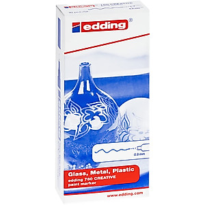 Edding 780 gloss paint marker - black - 10 paint markers - extra-fine round tip 0.8 mm - paint pen for glass, pebbles, wood, plastic, paper - waterproof, high coverage