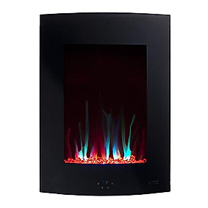Paramount 27" Black Vertical Curved Wall Mount Electric Fireplace