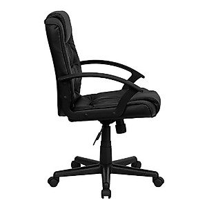 Flash Furniture Lindon Mid-Back Black LeatherSoft Swivel Task Office Chair with Arms