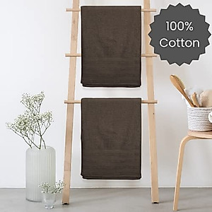 Cotton Clinic Oversized 2 Piece Bath Sheet Set, Jumbo Large 35x68 Bath Towels for Bathroom, 100% Cotton Bath Sheet for Adults, Quick Dry Absorbent Durable 2-Pack Bath Sheets Towels Chocolate Brown