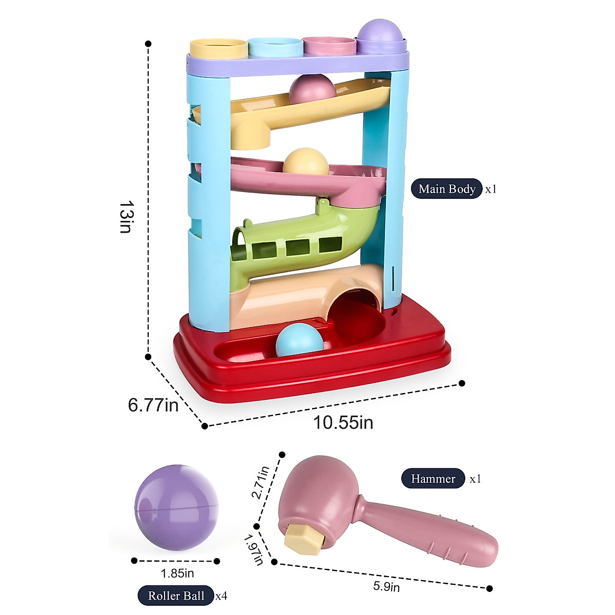 MEIJIABA Toys for 2 Year Old Boys, Toddler Sensory Educational Toys Age 2-4, Montessori Toys for Babies 18 Months, Girls Boys Early Learning Stacking Pound A Ball Hammer Birthday Gifts