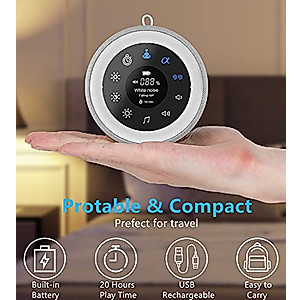 [2 in 1] White Noise Machine, Sleep Sound Machine with 7 Colors Night Light, 32 Soothing Sounds, Built-in Battery & Headphone Jack, Portable Sound Machine for Sleeping Baby, Adult and Sound Therapy
