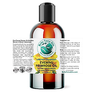 Bella Terra Oils - Organic Evening Primrose Oil 8 oz - Harvested for Excellence, Packed with Nutrients & Omega-6, Perfect Elixir for Enhancing Natural Beauty