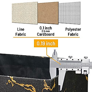 27L Decorative Storage Bins with Lids Foldable Closet Shelf Organizer Linen Fabric Boxes with Cover Handles Collapsible Baskets Cloth Containers for Home Office 15x10.6x10.6 inch 2 Pack Black