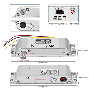 LIBO Full Set Kit of RFID Access Control Keypad 125KHz with DC12V Electric Lock Electronic Bolt Lock, 3A Power Supply, Exit Button, 10pcs ID Key Cards